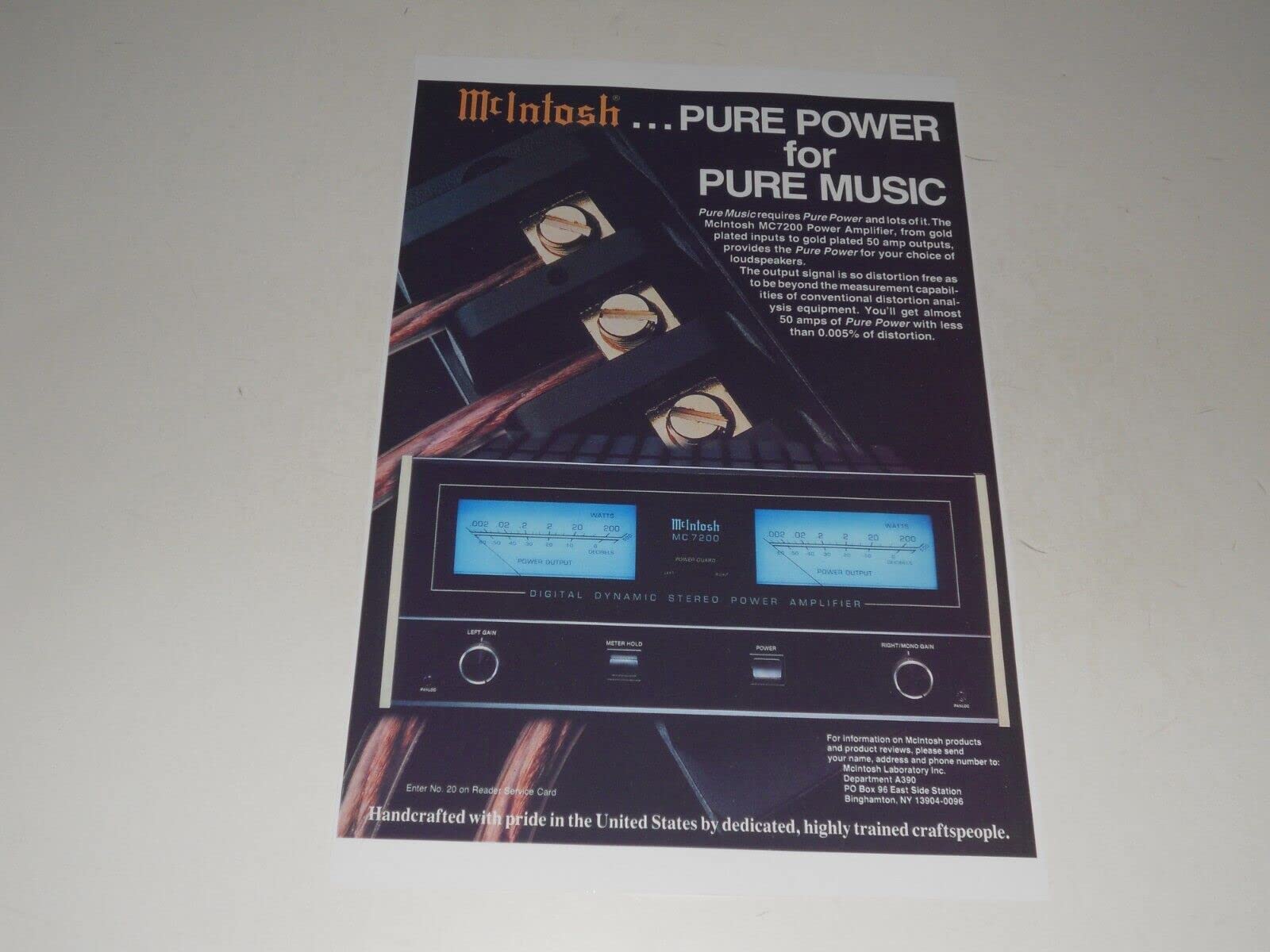 Amazon.com: McIntosh MC7200 Amplifier Poster 1990 Model MC 7200 Blue ...