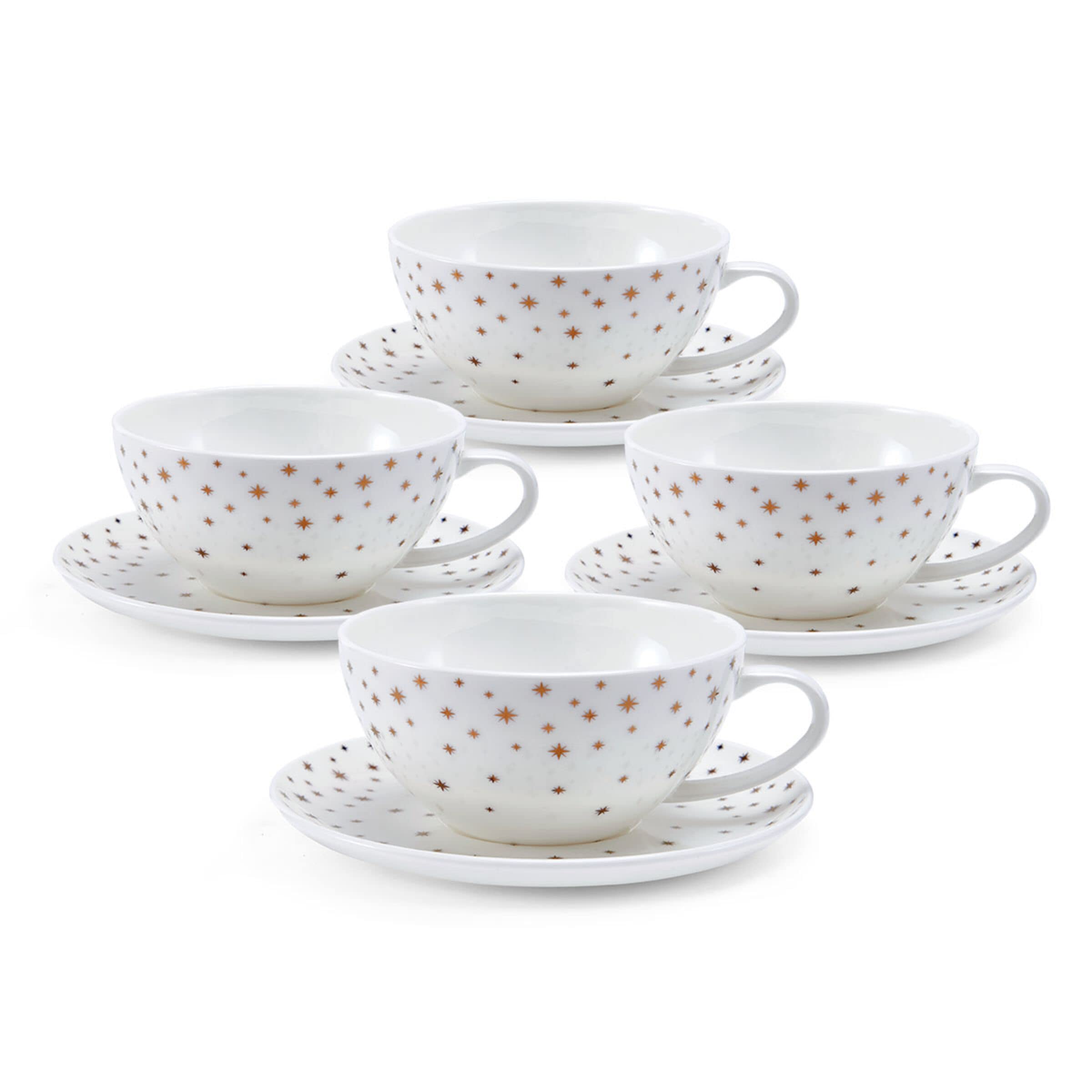 Snapklik.com : Mikasa Millie Gold Metallic Set Of 4 Tea Cups And Saucers