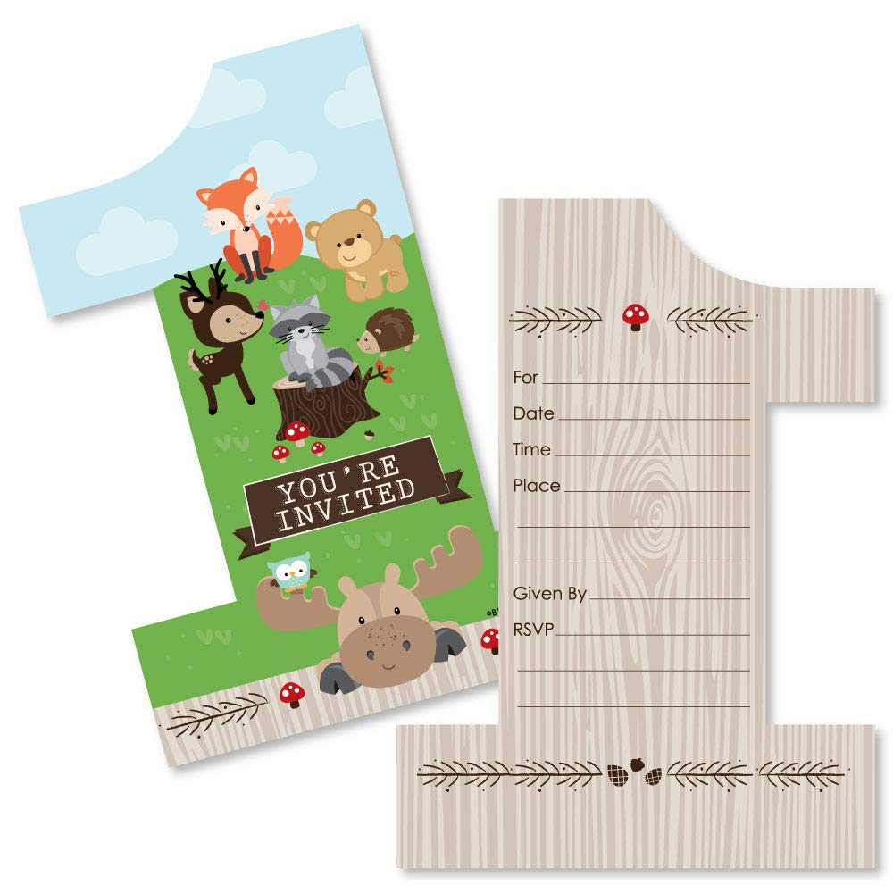 Buy 1st Birthday Woodland Creatures - Shaped Fill-in Invitations ...