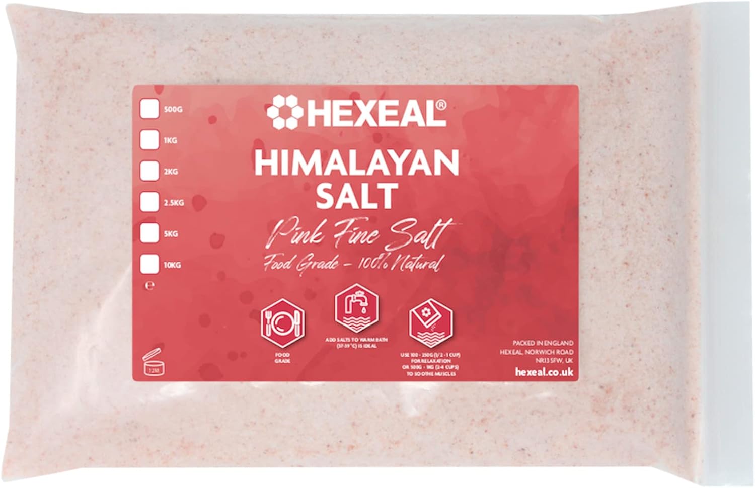 Hexeal Himalayan Pink Salt 2kg – 2kg Bag of Fine, Food Grade Salt ...