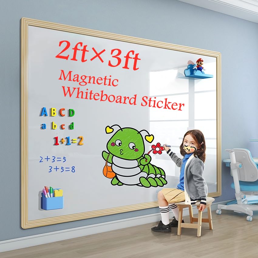 24" x 36" Magnetic Dry Erase Whiteboard Stick and Peel Removable, Self ...