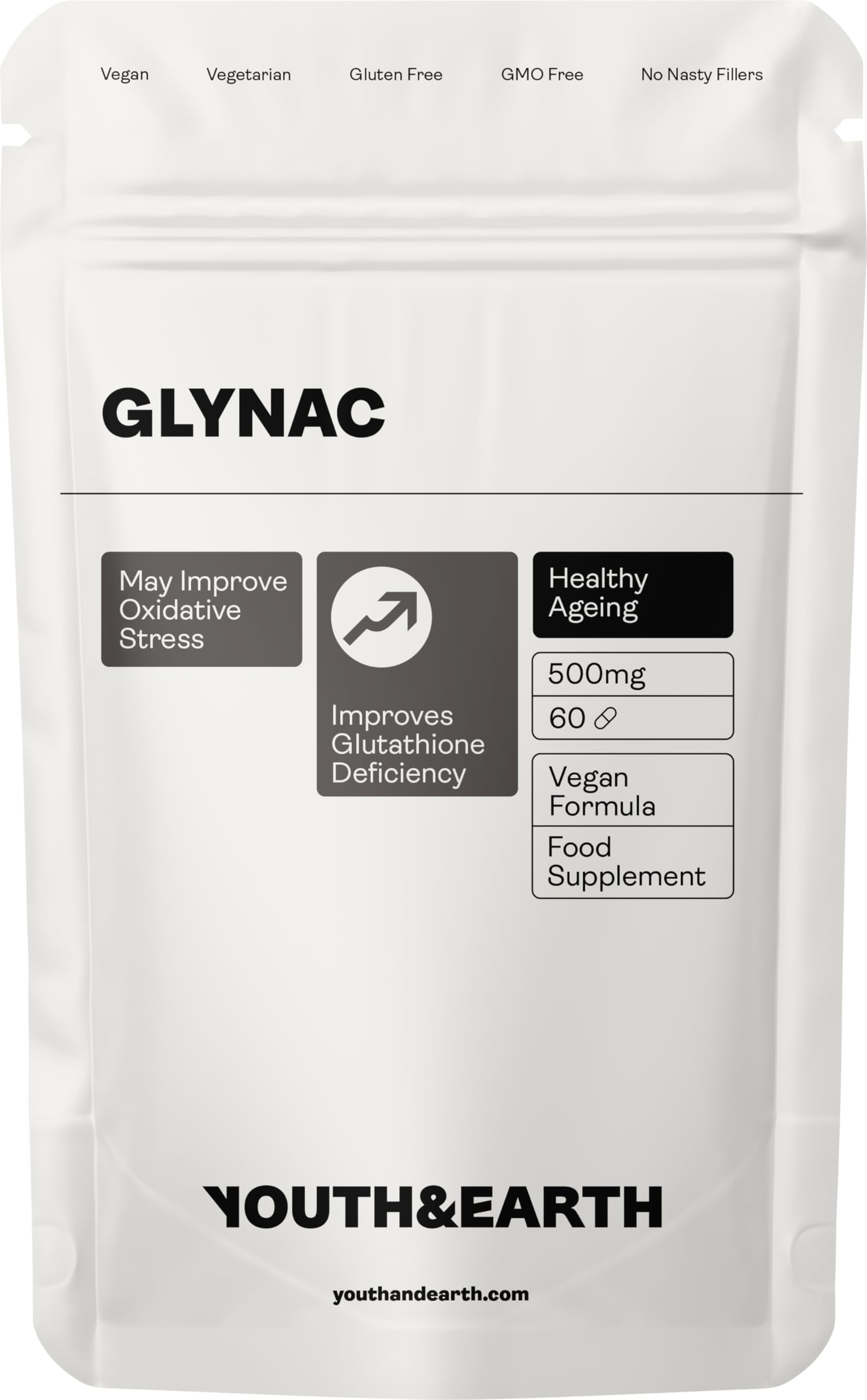 Youth & Earth Glynac (NAC and Glycine) 500mg (60 Capsules) : Amazon.co ...