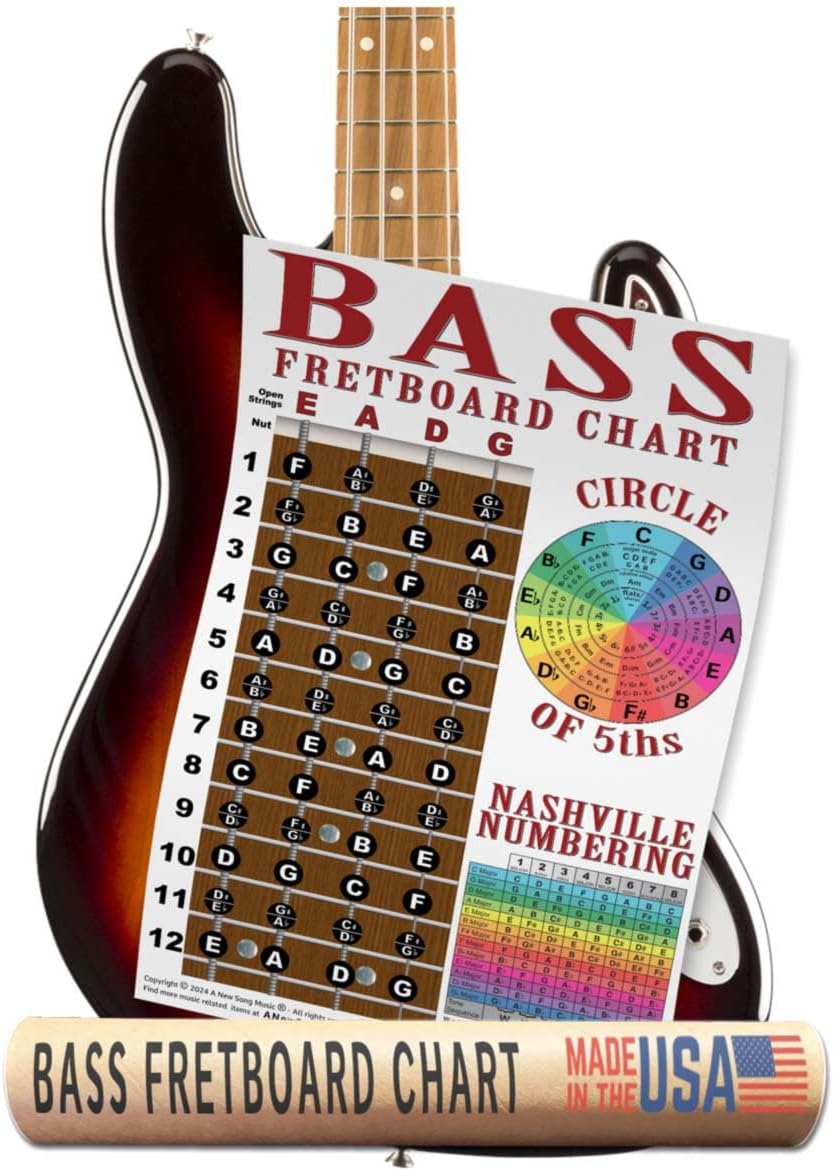 Amazon.com: Laminated 6 String Bass Fretboard Poster - Nashville ...