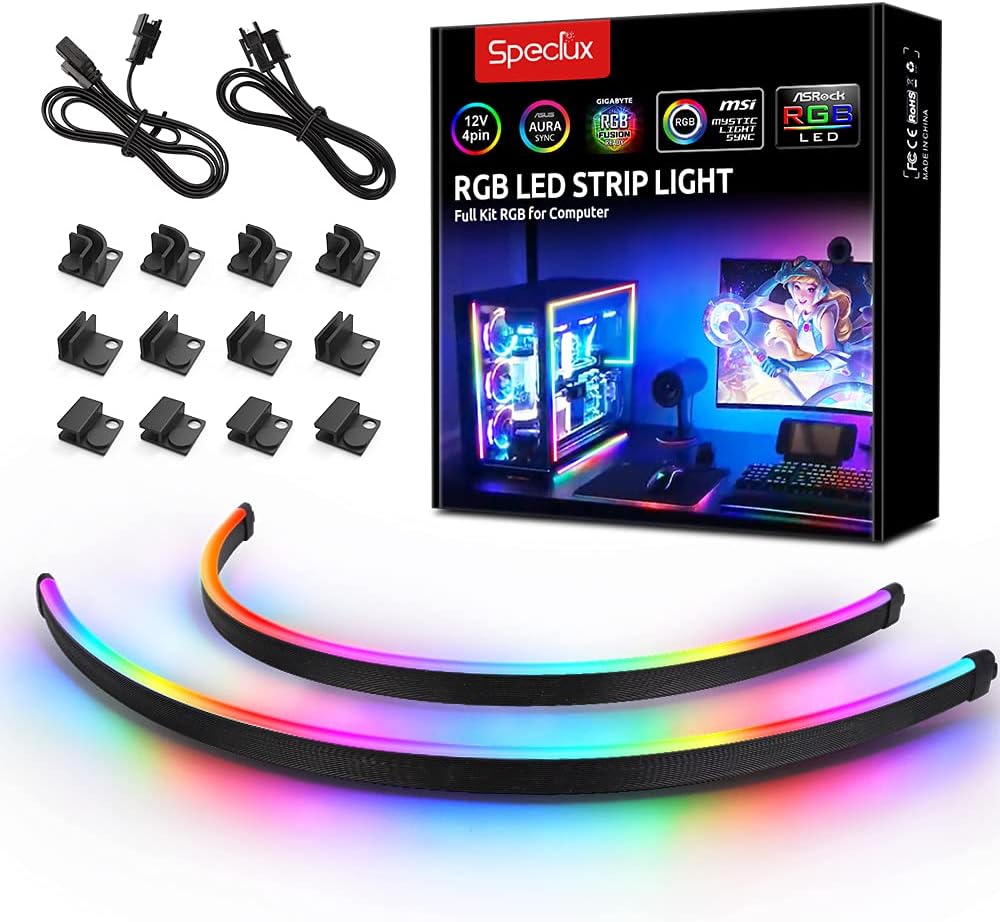 Amazon.com: Speclux PC Addressable RGB LED Strip Lights Kit - Magnetic ...