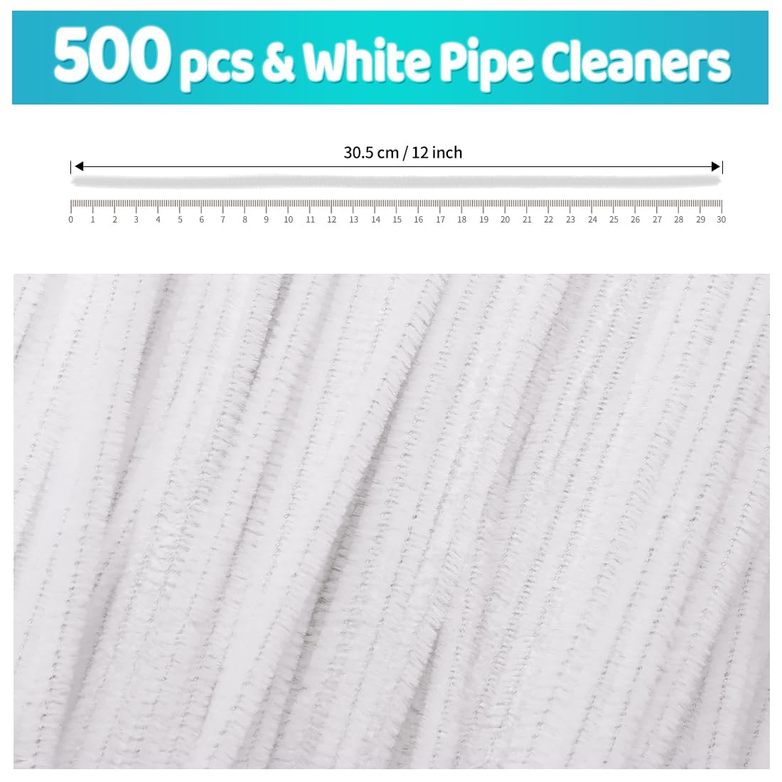Snapklik.com : Iooleem 500pcs White Pipe Cleaners, Chenille Stems, Pipe ...