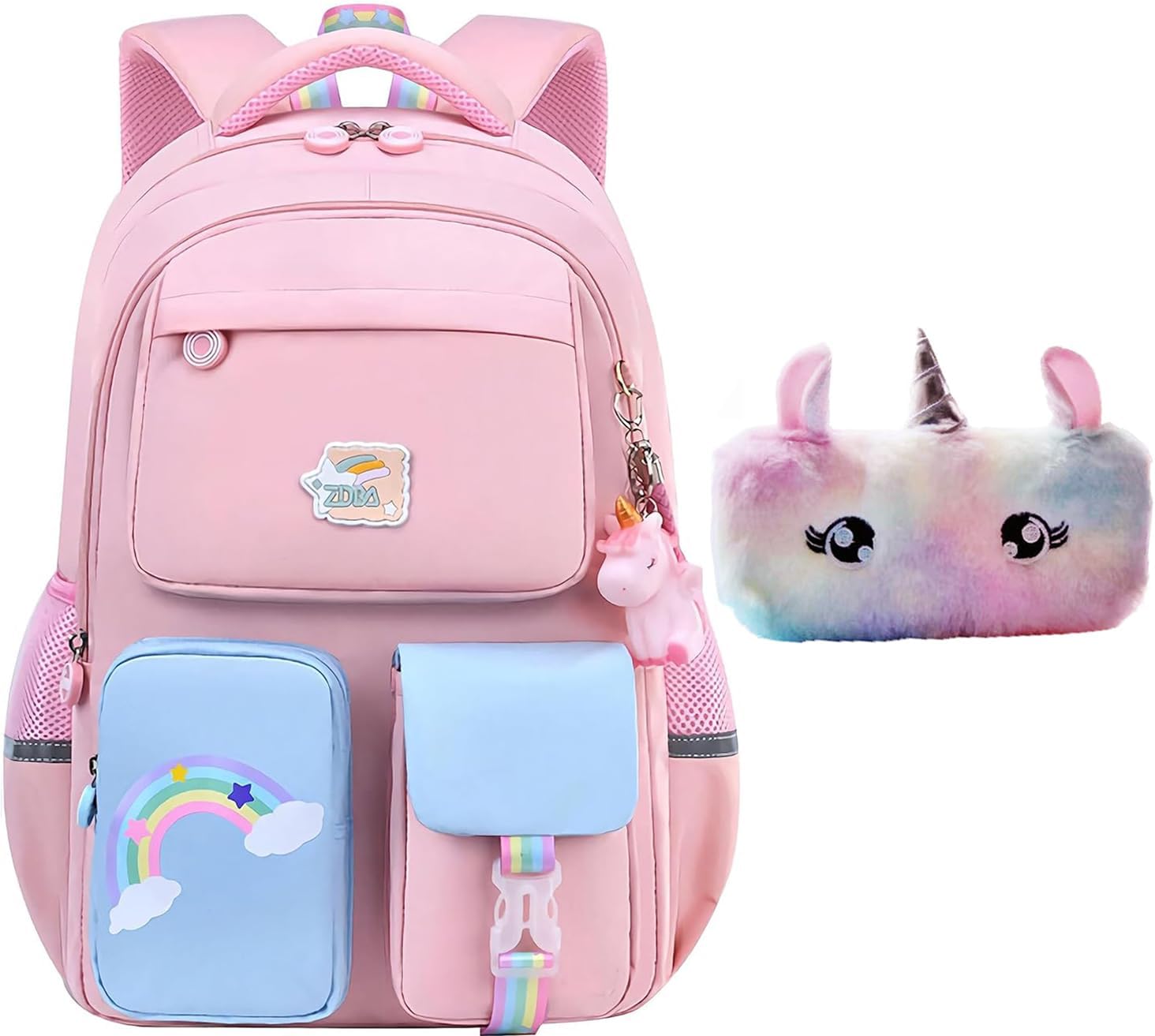 Amazon.com | Hcveucn Kids Backpacks for Girls Rainbow Unicorn Bookbag ...