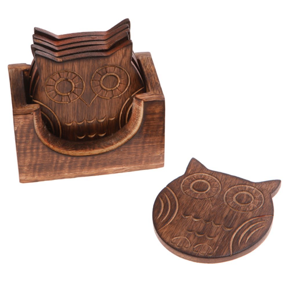 Sass & Belle Wooden Brown Owl Coasters - Set of 6 : Amazon.co.uk: Home ...