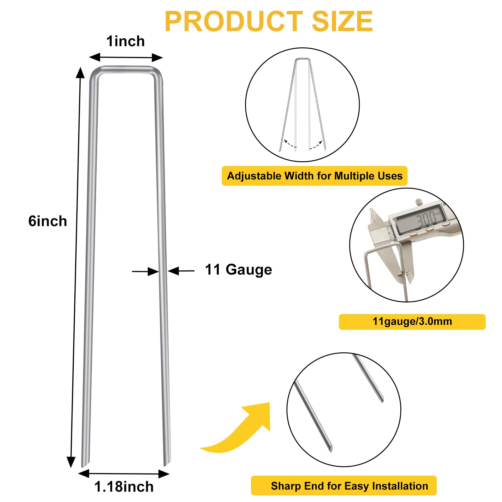 Snapklik.com : 50 Pack Landscape Staples 6 Inch 11 Gauge Stakes ...