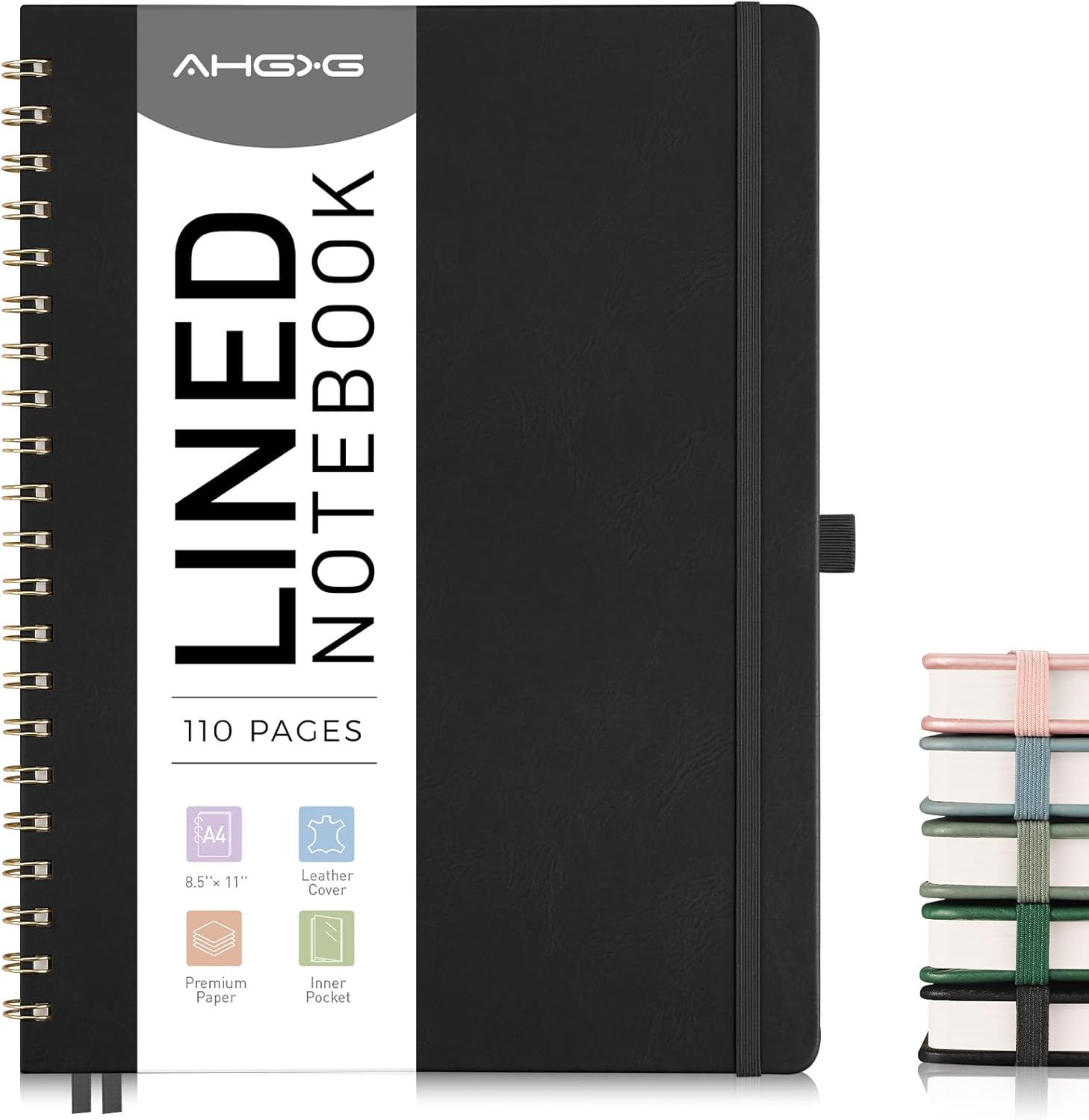 Amazon.com : AHGXG Lined Spiral Notebook 8.5" x 11", A4 Large Notebooks ...