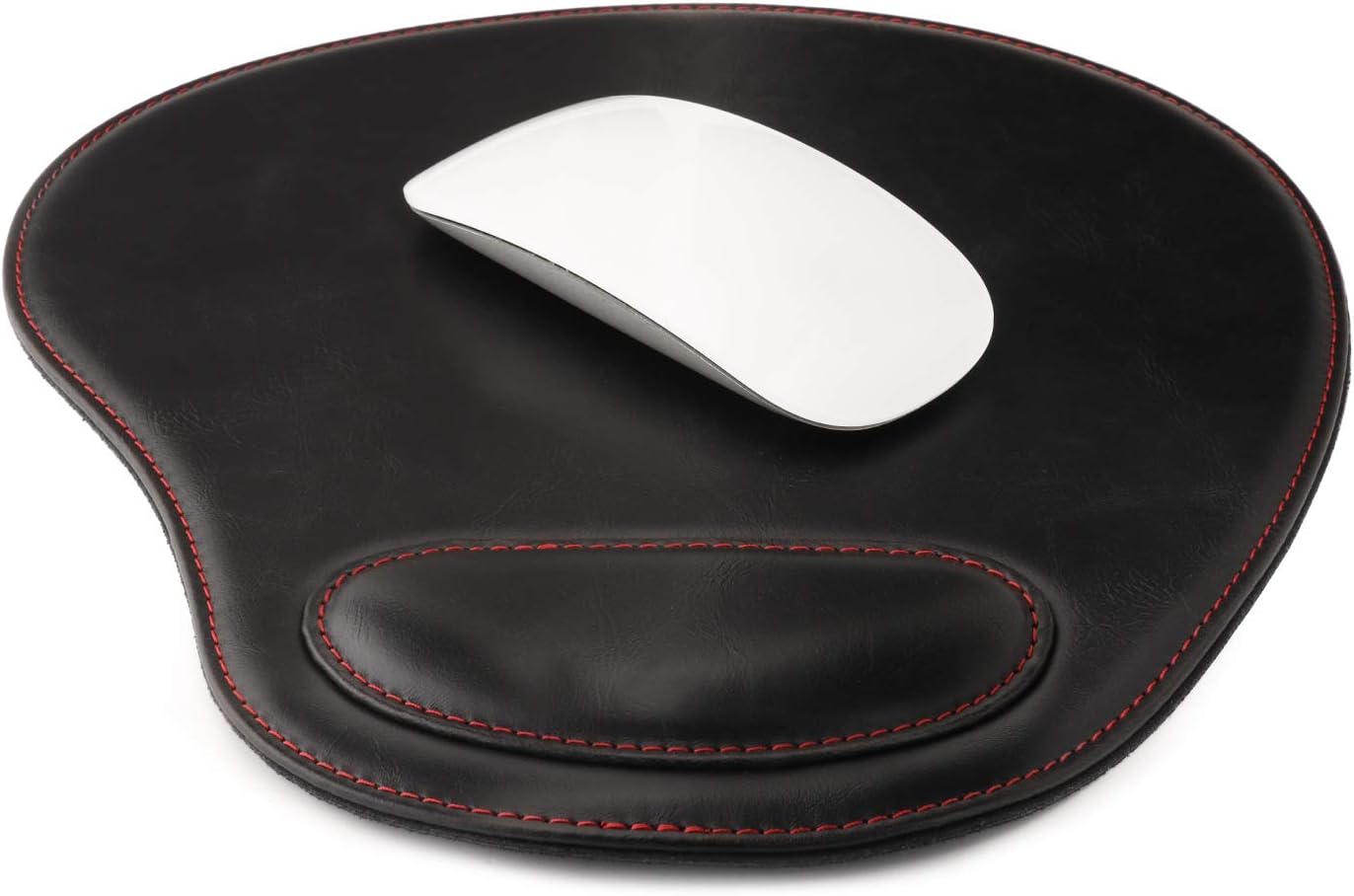 LONDO Leather Oval Mouse Pad with Wrist Rest (Black) : Amazon.co.uk ...