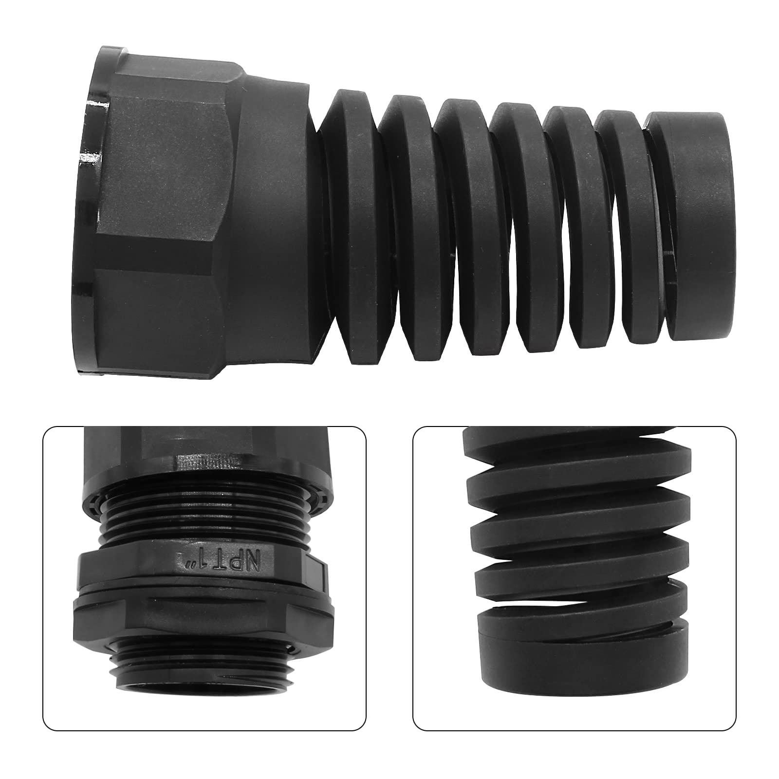 Snapklik.com : LifCratms 2Pcs NPT 1" Black Cable Gland, IP68 Waterproof ...