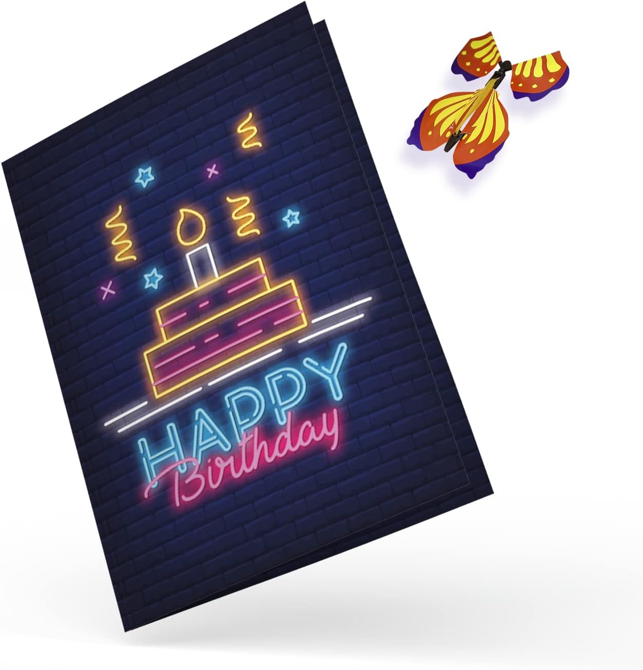 Amazon.com : FETTIPOP DIY Butterfly Card Happy Birthday (Neon) - Flying ...