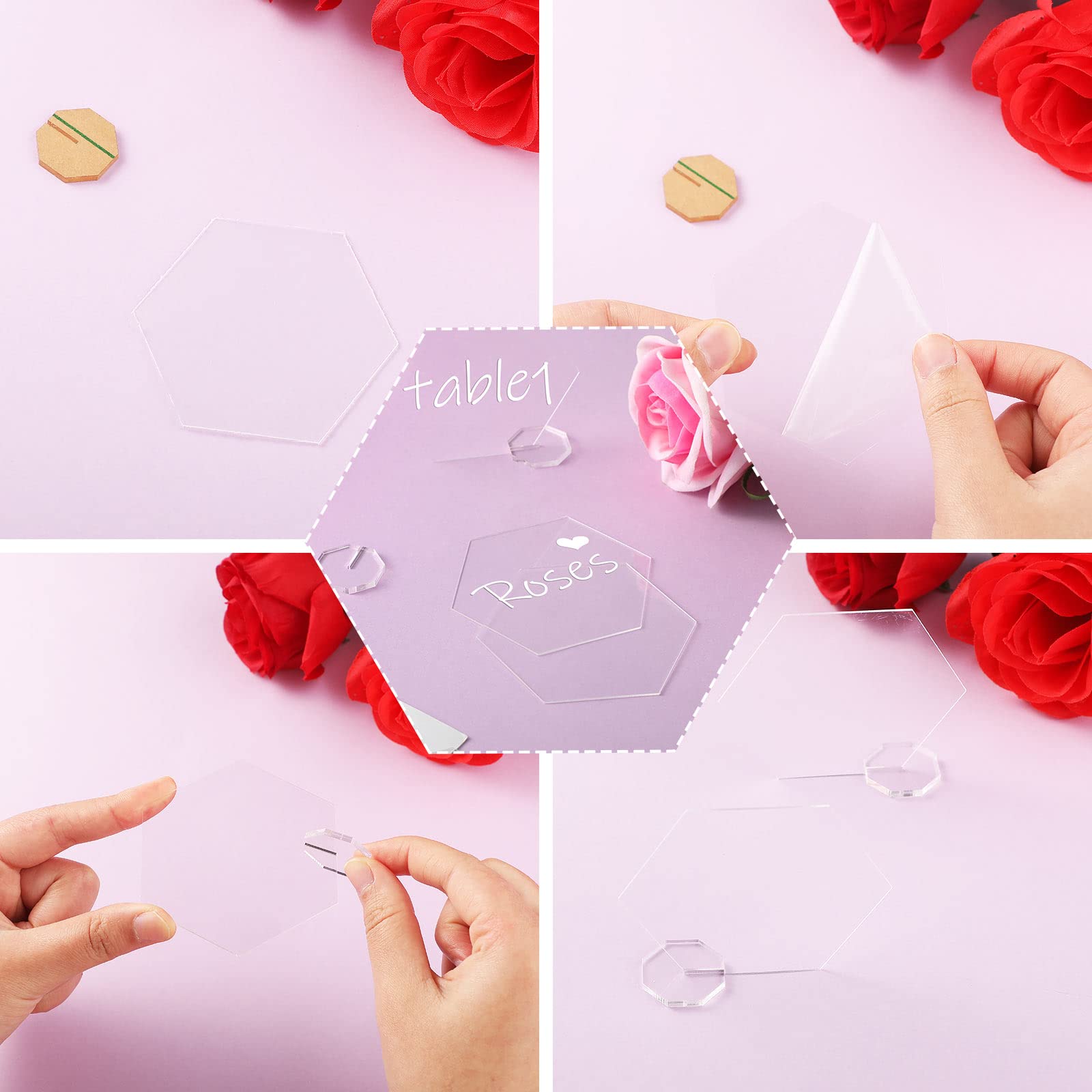 Snapklik.com : 48 Pcs Clear Acrylic Place Cards