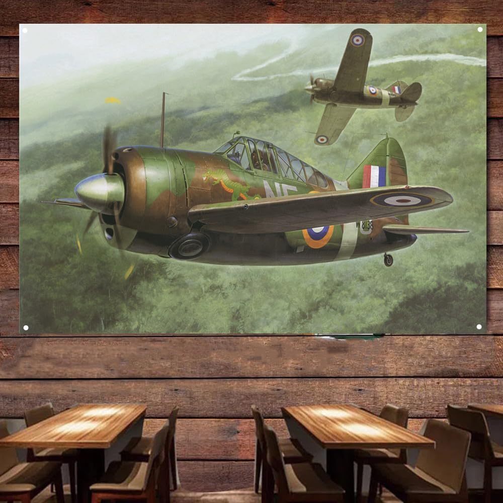 Amazon.com: WWII US F2A Buffalo fighter Poster Wall Chart - HD Military ...