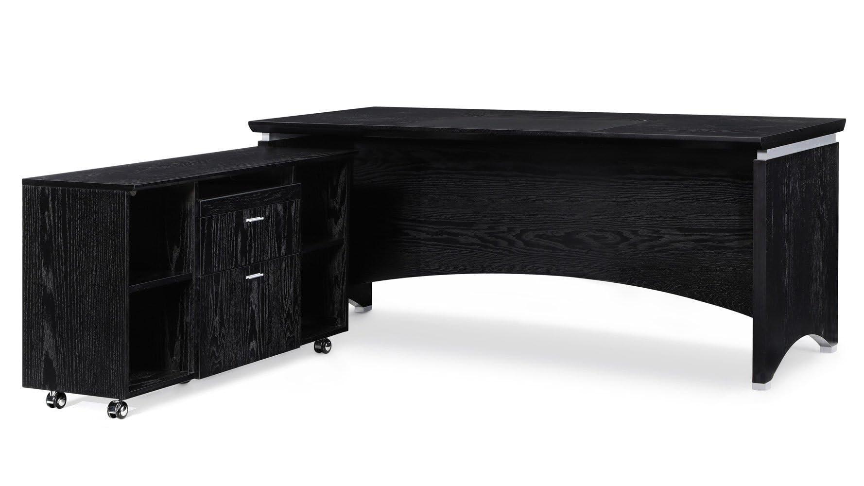 Amazon.com: ZURI Washington Desk with Return - Black : Home & Kitchen