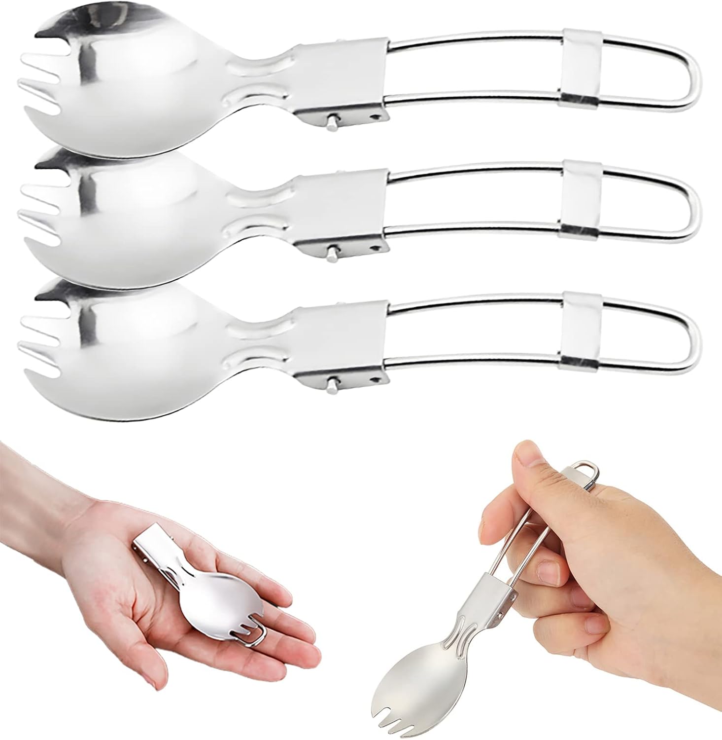 Amazon.com: DZRZVD Camp Foldable Flatware - Stainless Steel Spork ...