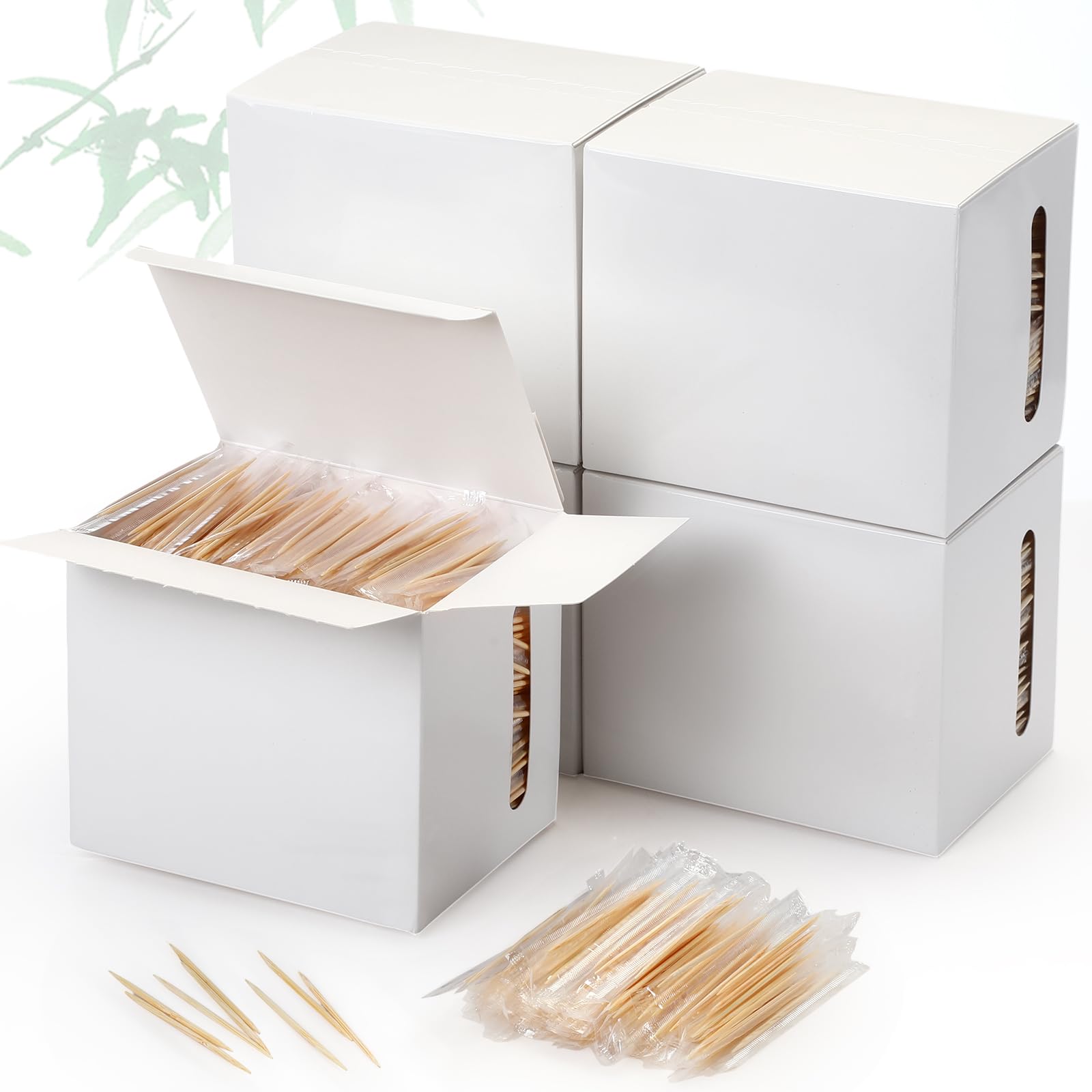 Amazon.com | Nuogo 10000 Pcs Wood Bamboo Toothpicks with Individually ...