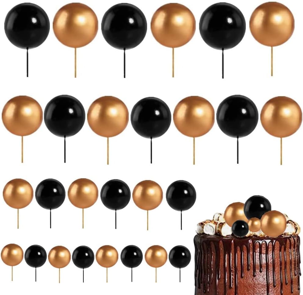 24 Pack Balls Cake Topper, Round Ball Cake Topper, Mini Balloon Cake ...