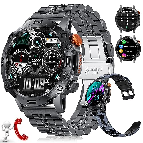 Smart Watches for Men Military with Big AMOLED Touchscreen Always on ...