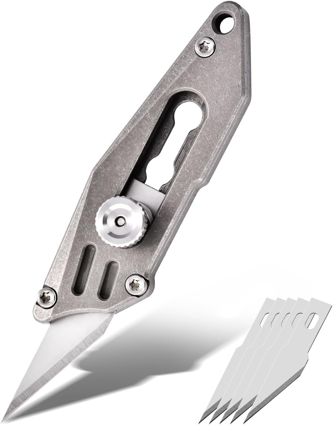 Tops Home Titanium EDC Pocket Utility Knife with 5 Replacement Razor ...