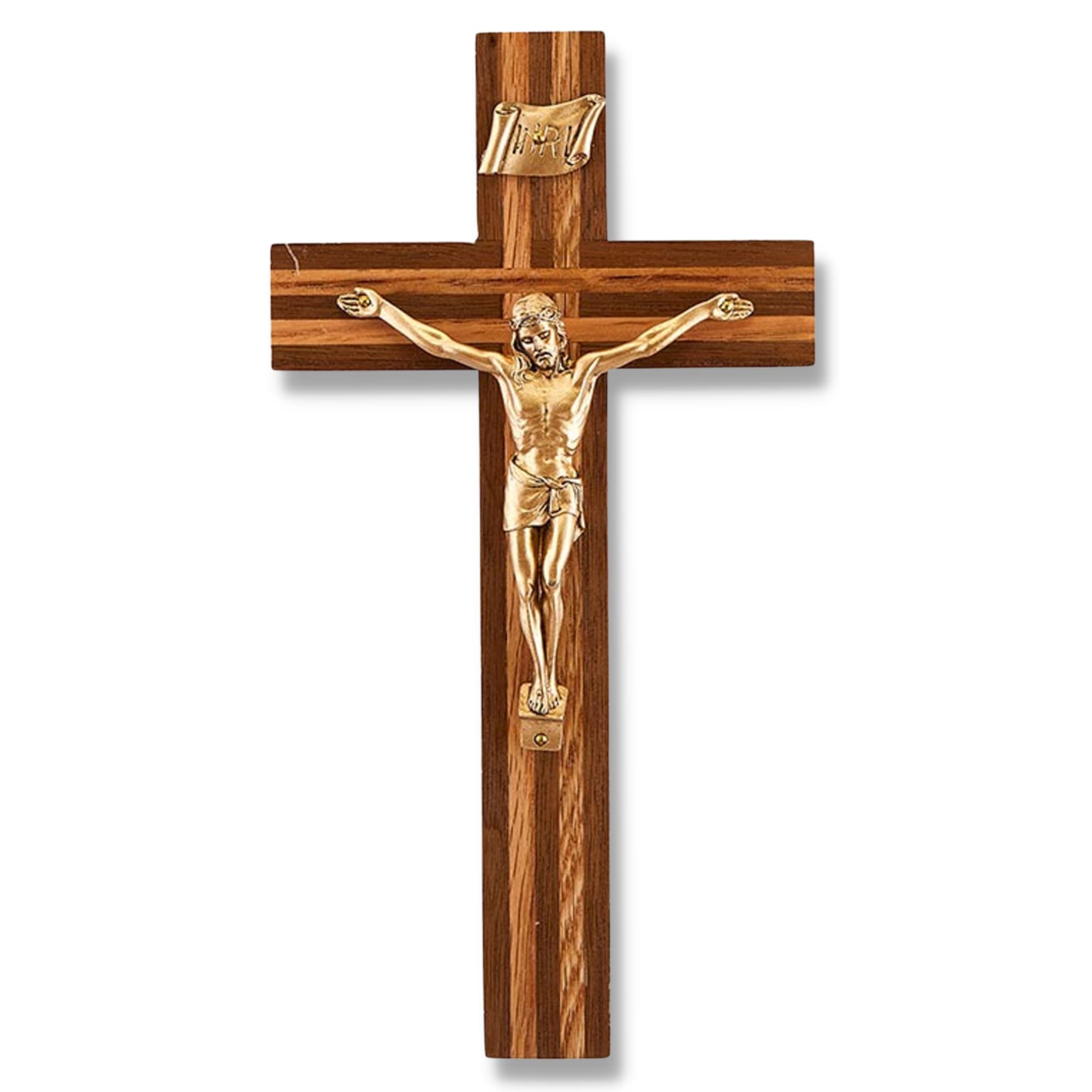 Amazon.com: Needzo Wooden Wall Crucifix with Walnut Inlay, Antique ...