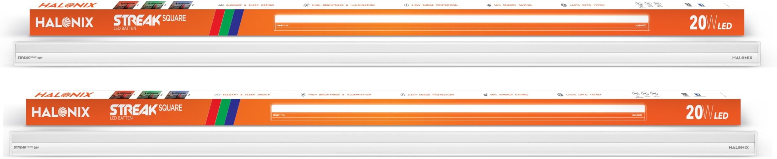 Halonix 20W Red tubelight Streak square led batten Pack of 2 | led tube ...