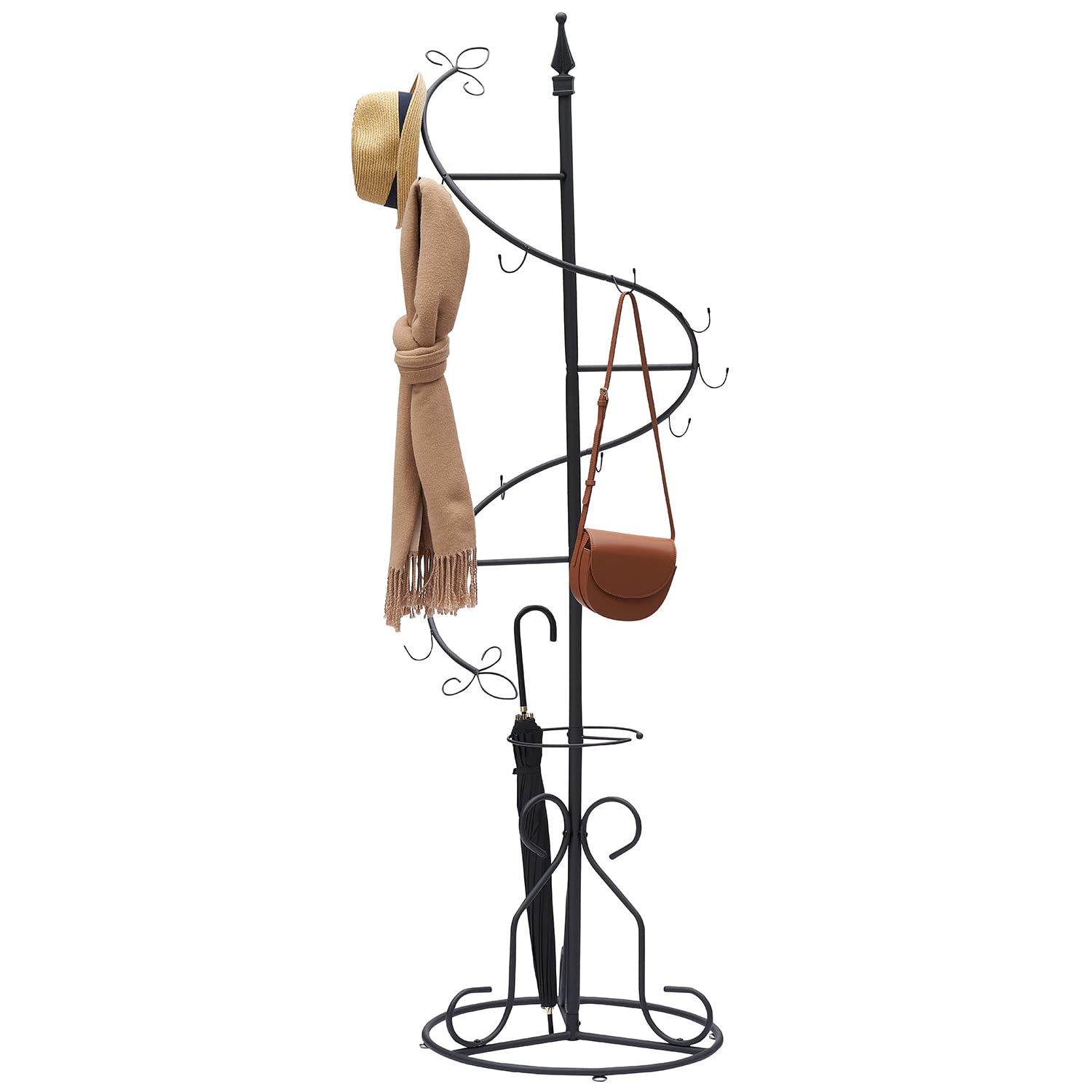 VECELO Modern Spiral Coat Rack, Hall Trees with Hooks and Umbrella ...