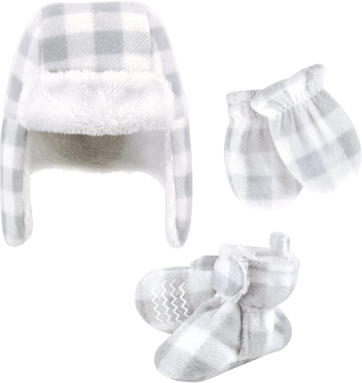 Amazon.com: Hudson Baby Baby Trapper Hat, Mitten and Bootie Set, Gray White Plaid, 18-24 Months ...
