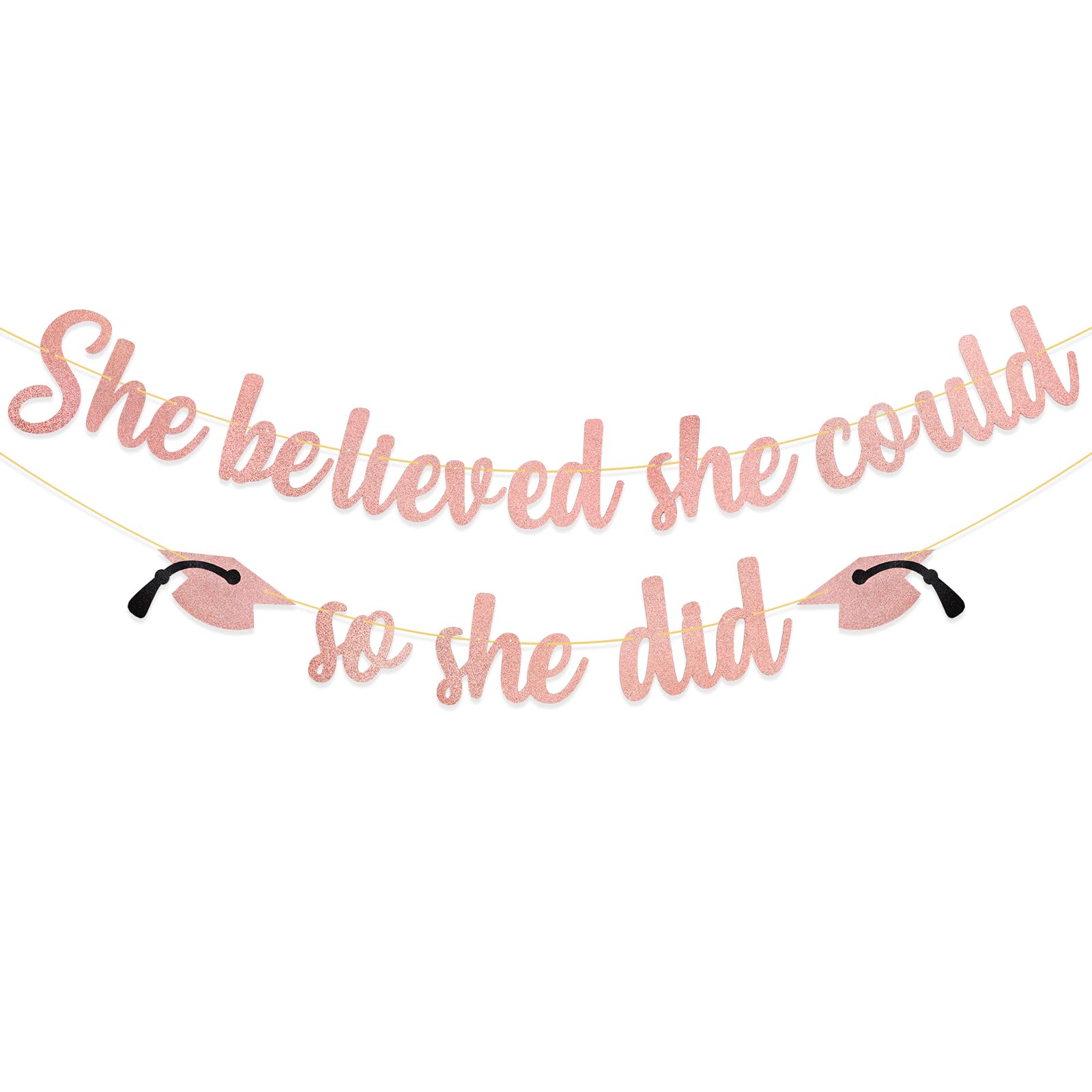 Amazon.com: She Believed She Could So She Did Banner Decorations ...