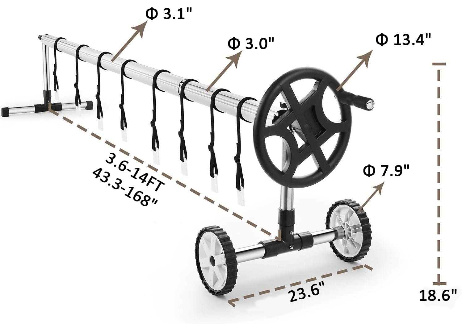 Snapklik.com : 14FT Swimming Pool Cover Reel Set Aluminum Pool Solar ...