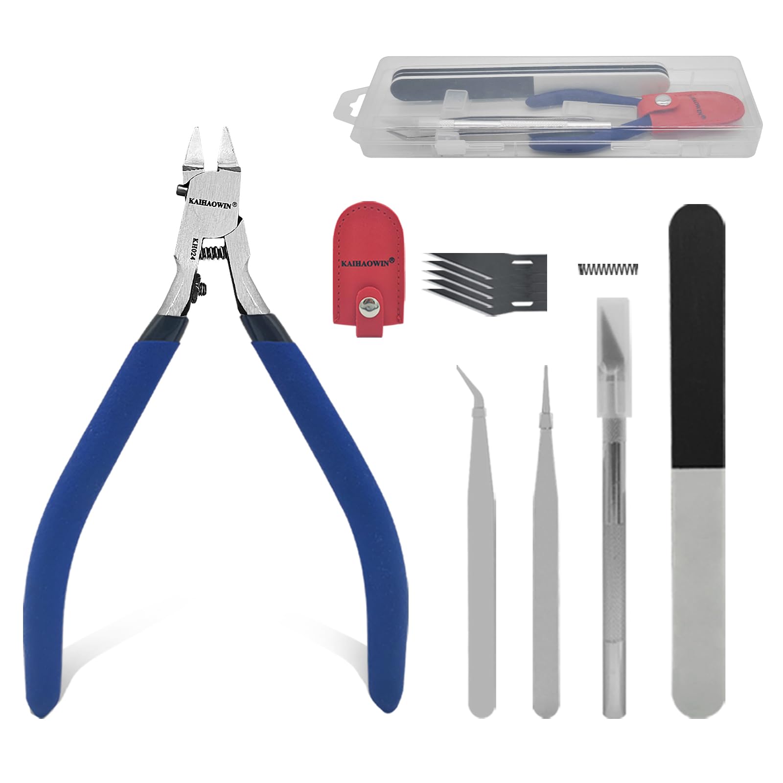 Amazon.com: KAIHAOWIN Model Nippers Set 9 Pcs, Single Thin Blade Sprue Cutter with Tool Kit Case ...
