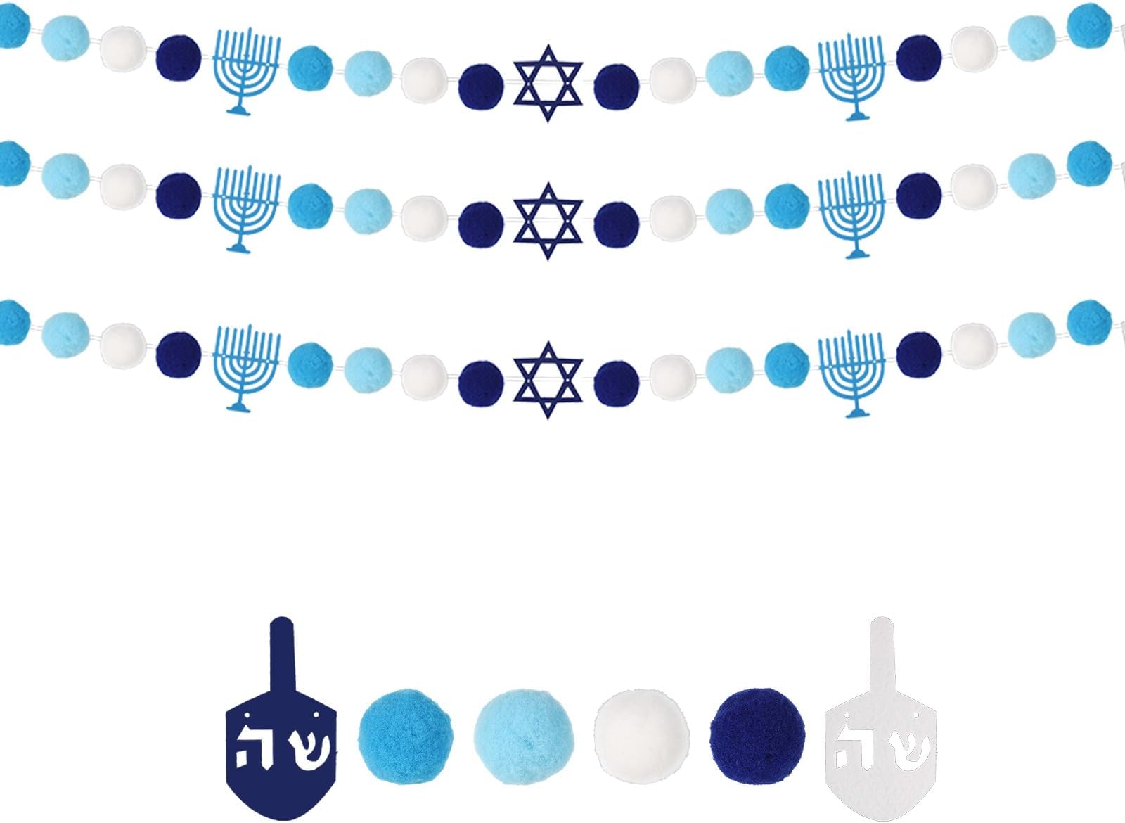 Amazon.com: Hanukkah Pom Pom Garlands - Hanukkah Decorations - Chanukah ...