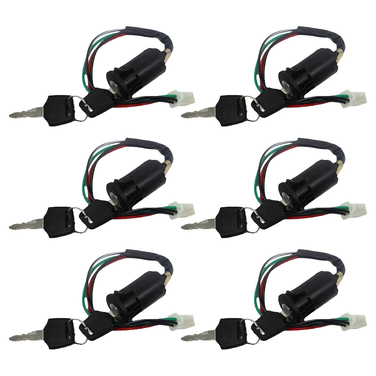 6Pcs Ignition Key Switch Set, 4 Pin for Chinese 50cc 70cc 90cc 110cc ...