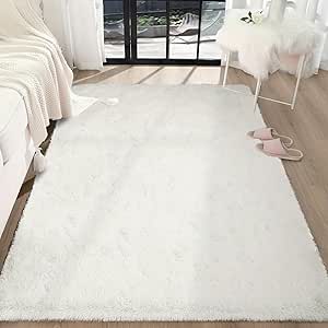 Amazon.com: 1pc Luxurious Creamy White Plush Rug - Ultra-Soft Shaggy ...