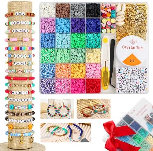 Clay Beads for Jewelry Making Kit, with Elastic String and Ropes ...