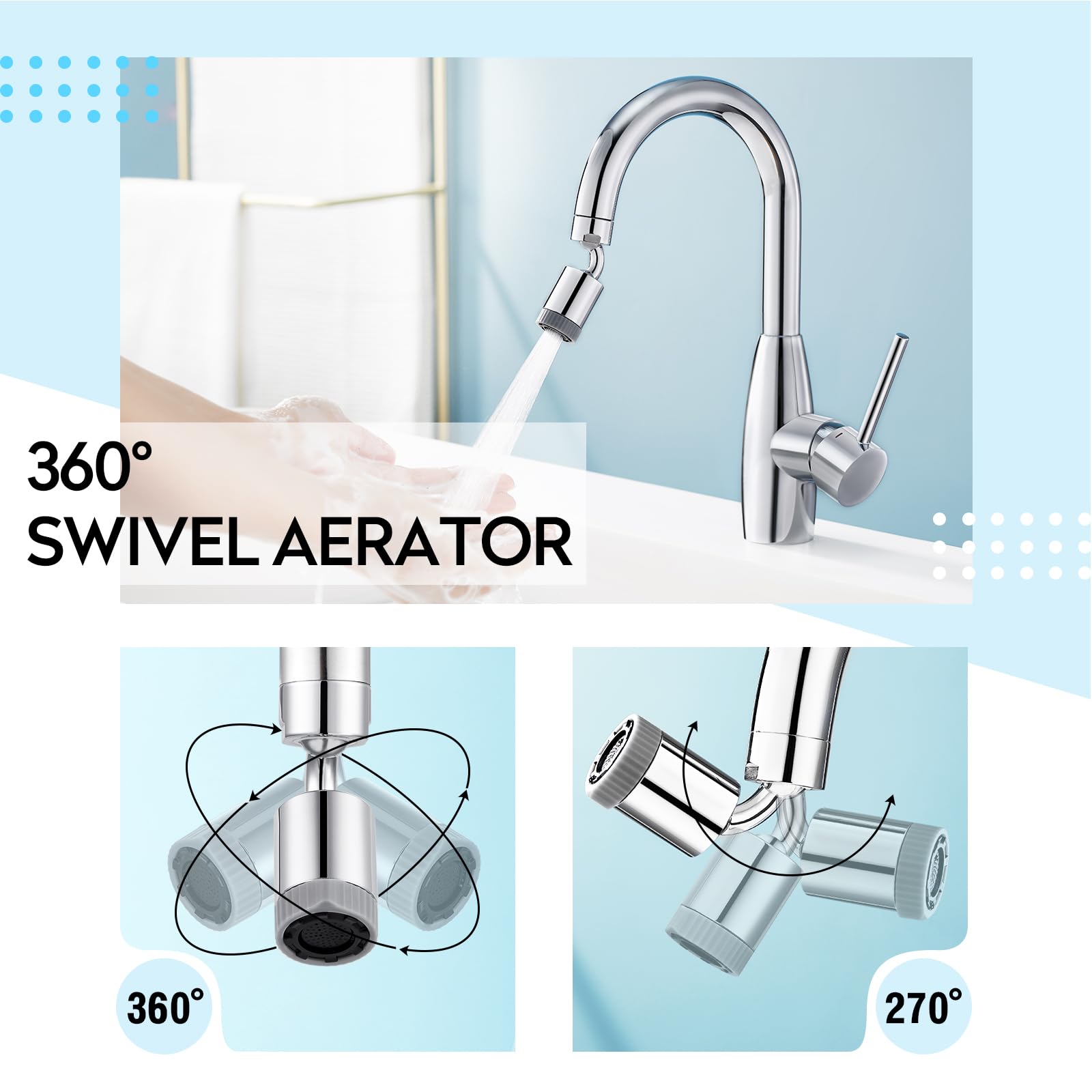 Snapklik.com : Swivel Faucet Aerator 360 Universal Sink Faucet Aerator ...