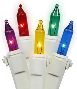 Amazon.com: Vickerman 100 Multi-Color Mini Light on White Wire, 46 ...