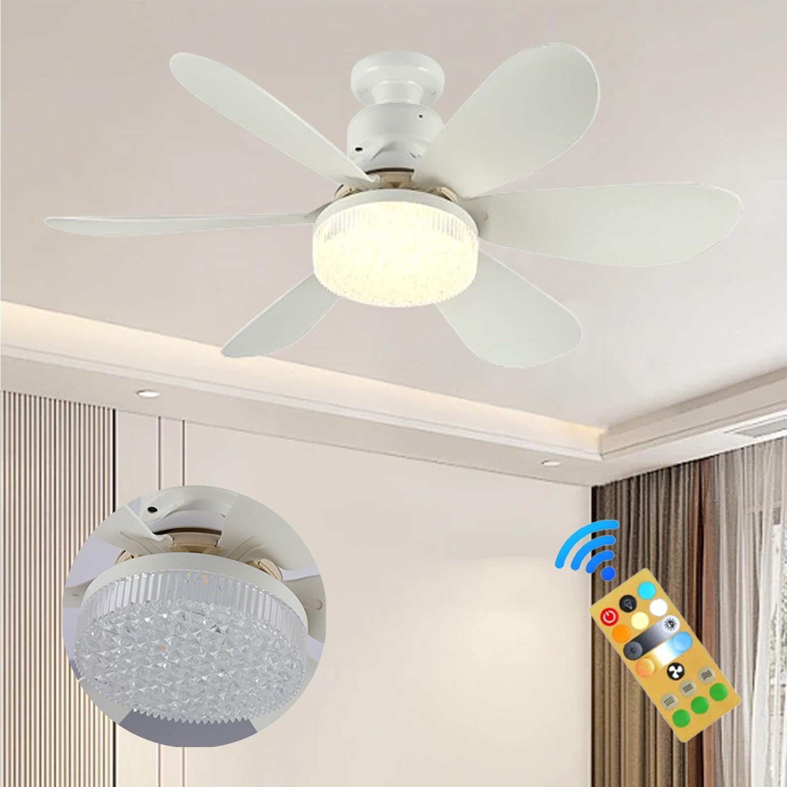 Aychingye Socket Ceiling Fan with Light, E26/27 Mini Socket Detachable ...