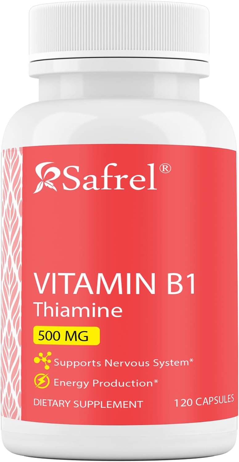 Amazon.com: Safrel Vitamin B1 (Thiamine) 500mg, 120 Capsules - Gluten ...