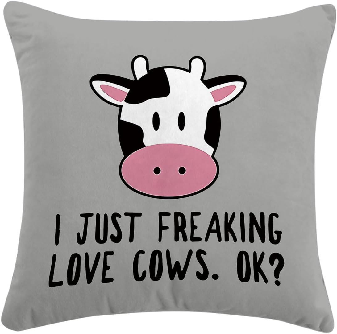 Amazon.com: I Just Freaking Love Cows Ok Throw Pillow Cover, Funny Cows ...