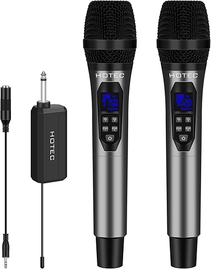 Amazon.com: HOTEC Wireless Singing Microphones for Karaoke, Dual UHF ...
