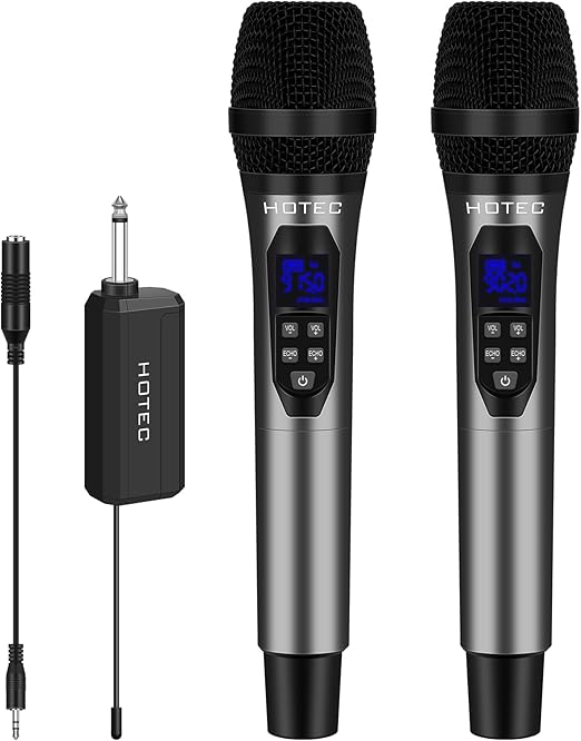 Amazon.com: HOTEC Wireless Singing Microphones for Karaoke, Dual UHF ...