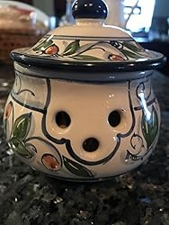 Amazon.com: Hand Painted Italian Ceramic Garlic Jar Venezia - Handmade ...