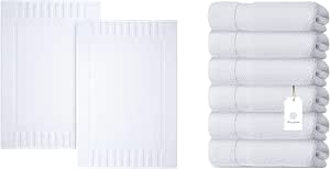 Amazon.com: White Classic 2 Luxury White Bath Mats 22 x 34 and 6 Luxury ...