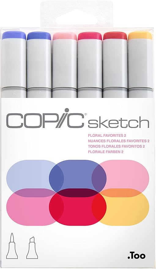 Amazon.com: Copic Sketch Alcohol Markers, 6 Color Dual Tip Art Marker ...