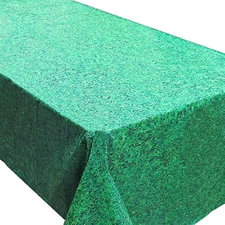 Amazon.com: Disposable Green Grass Field Plastic Tablecloth Grass Print ...