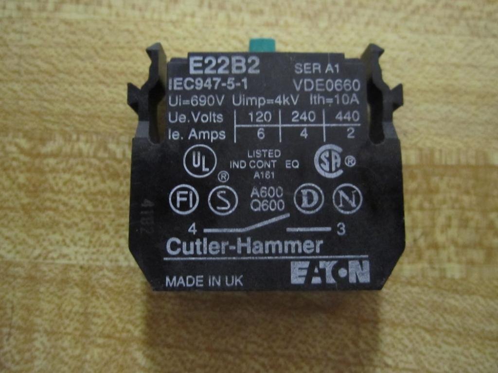 1- Eaton Cutler-Hammer E22B2 Contact Block 6A 110/120V: Electronic ...