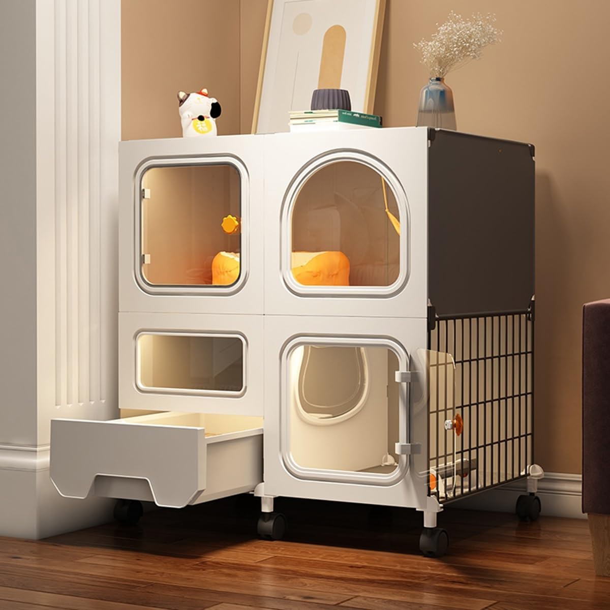Amazon.com: ZETUCHU Cat Cage Indoor with Cat Litter Box - Kitten ...