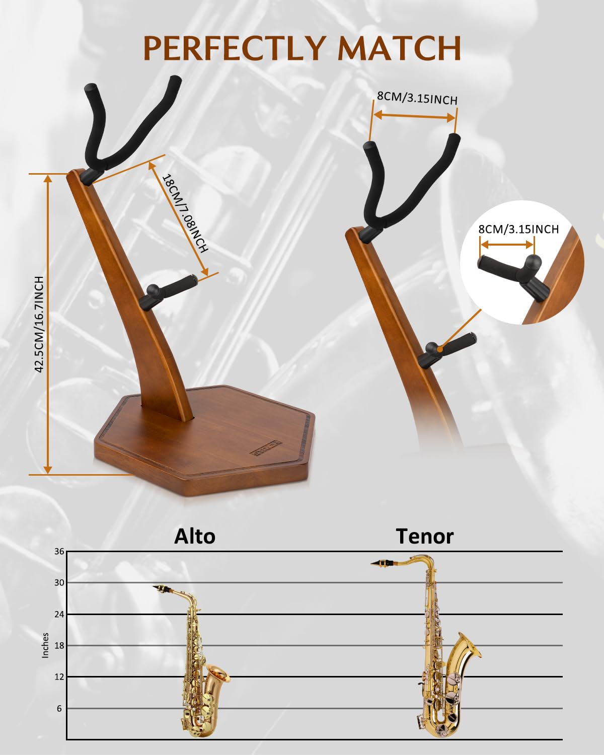 Snapklik.com : STRICH Wooden Saxophone Stand Display For Alto Tenor Sax ...