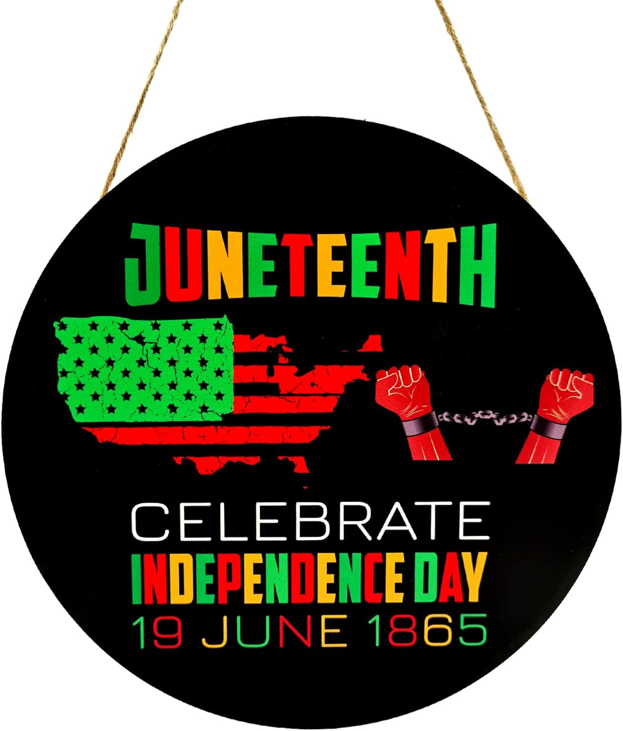 Amazon.com: Happy Juneteenth Wooden Hanging Sign Indenpendence Day Door ...